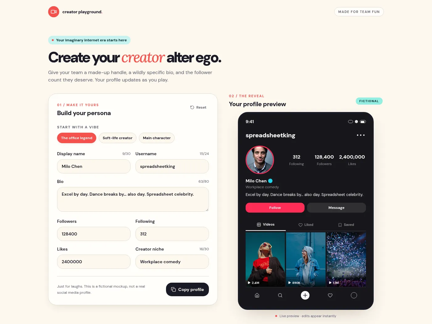 TikTok Profile Simulator