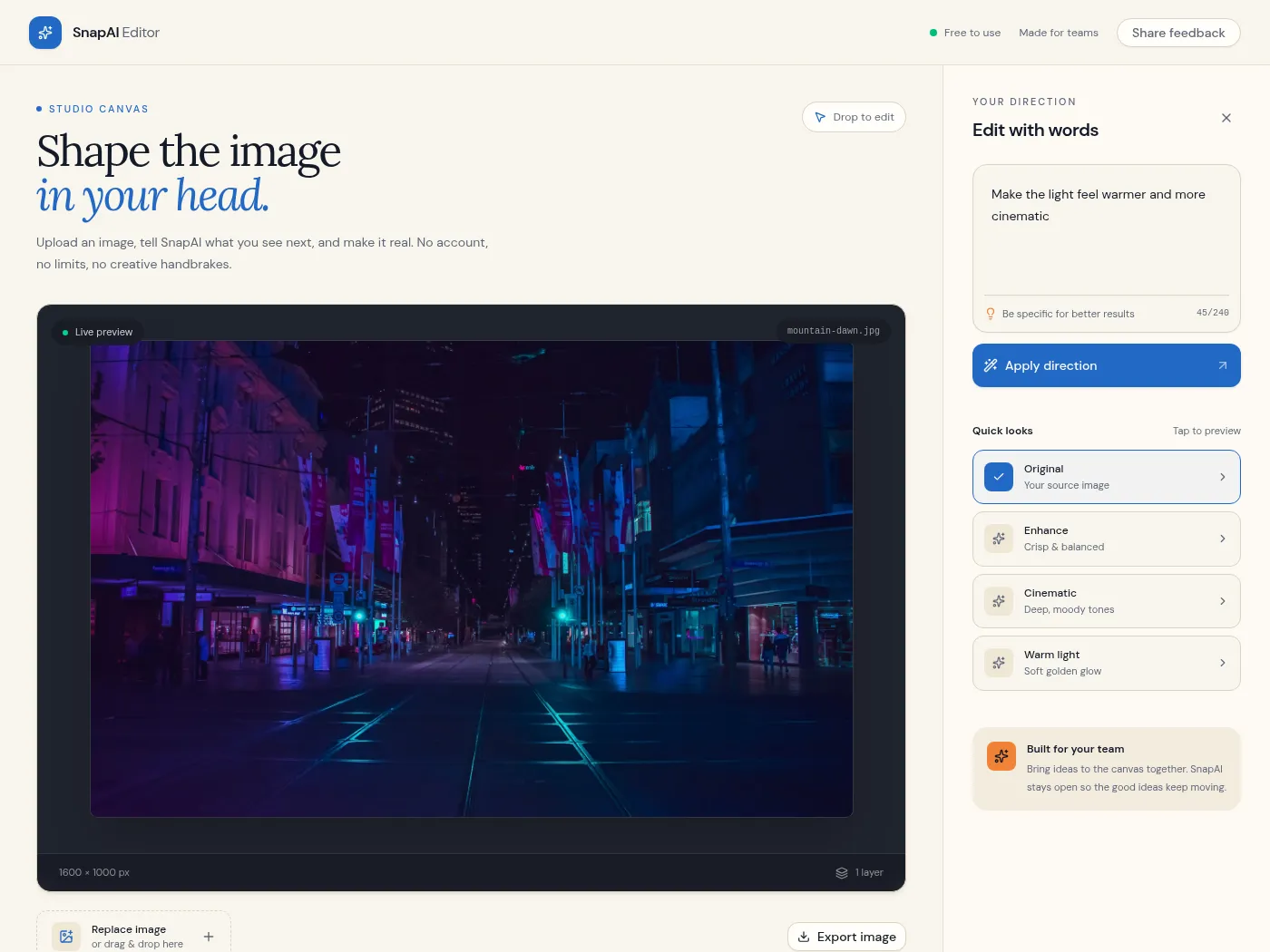SnapAI Editor