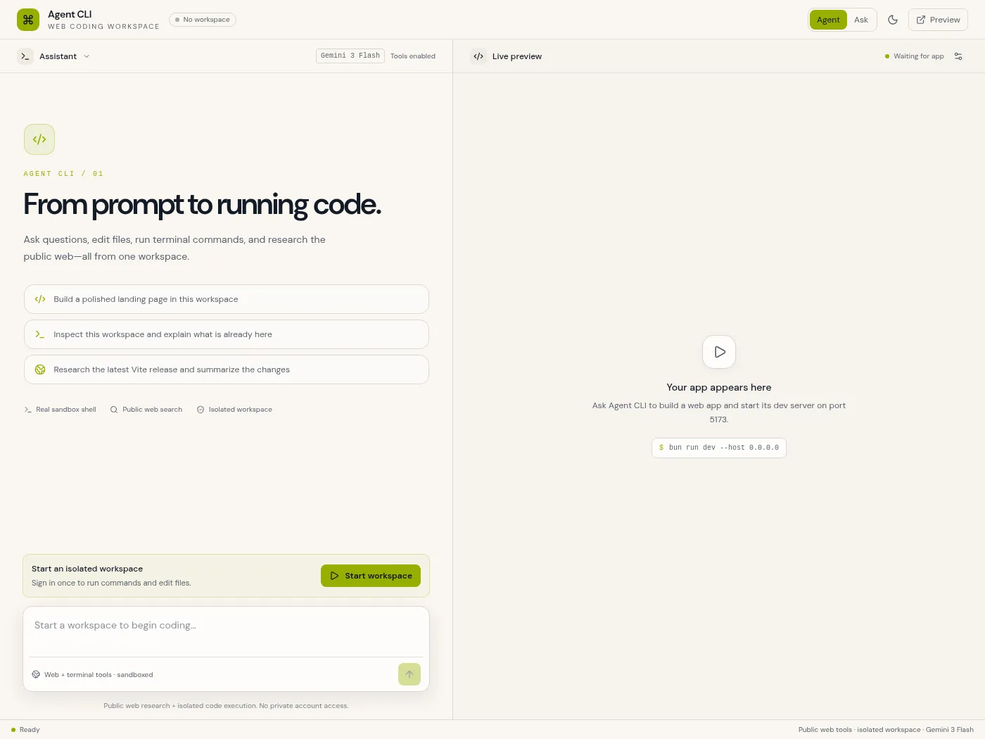 Agent-CLI Web Coder