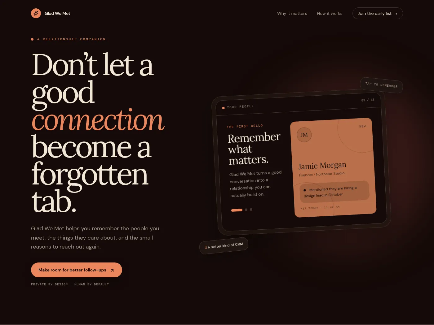 Glad We Met Website