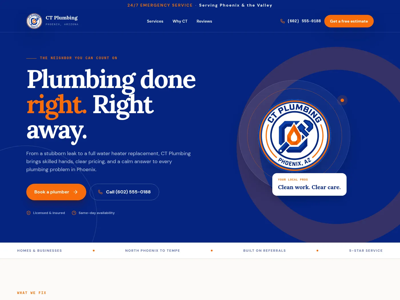 CT Plumbing Landing Page