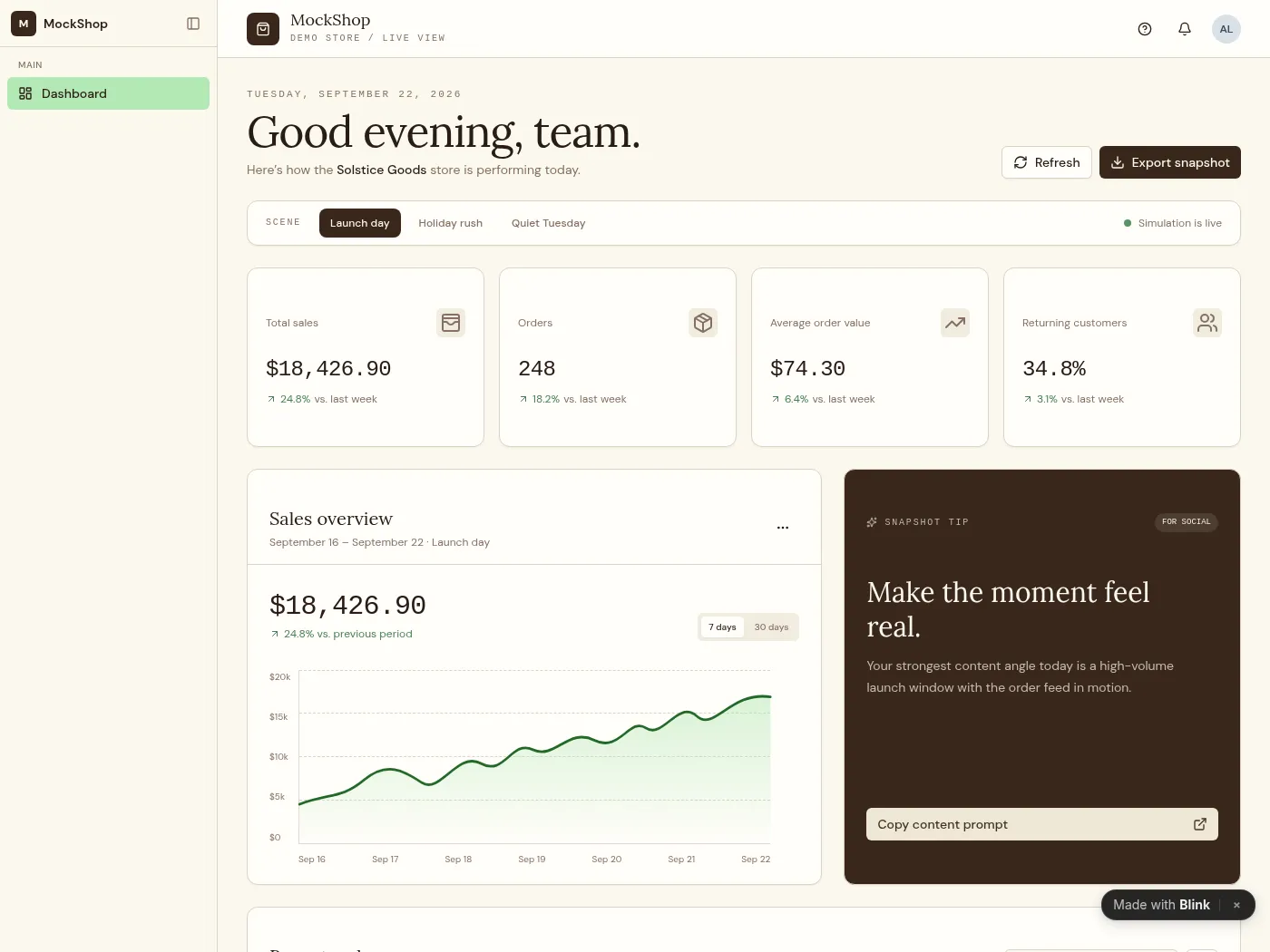MockShop Dashboard