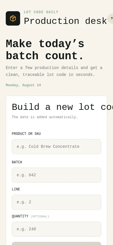 Lot Code Daily App