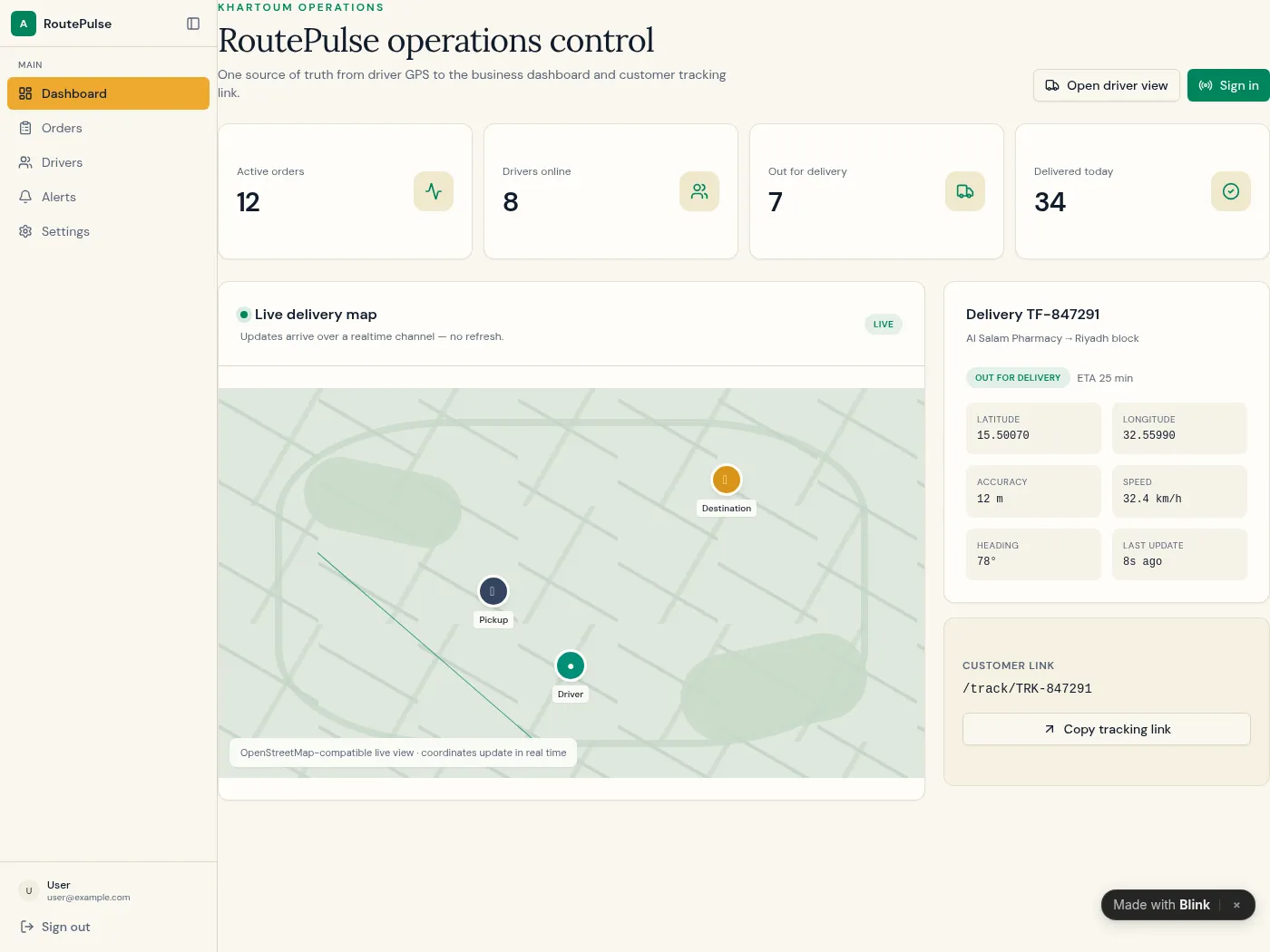 TrackFlow Realtime Delivery