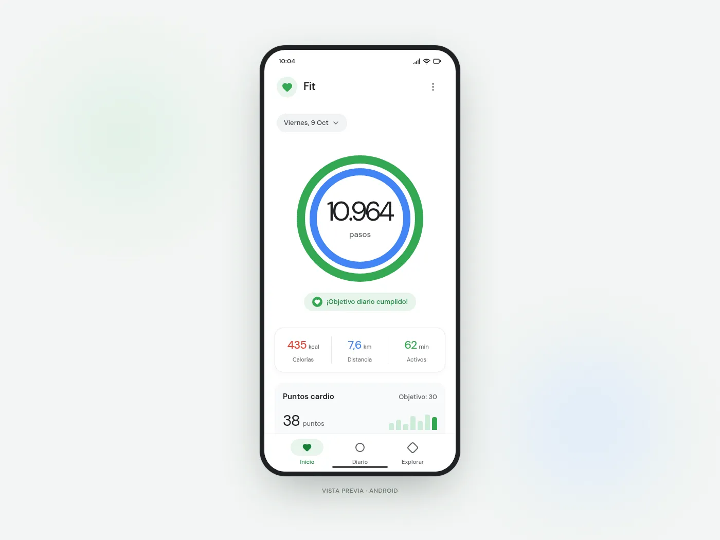 Pantalla Google Fit Demo