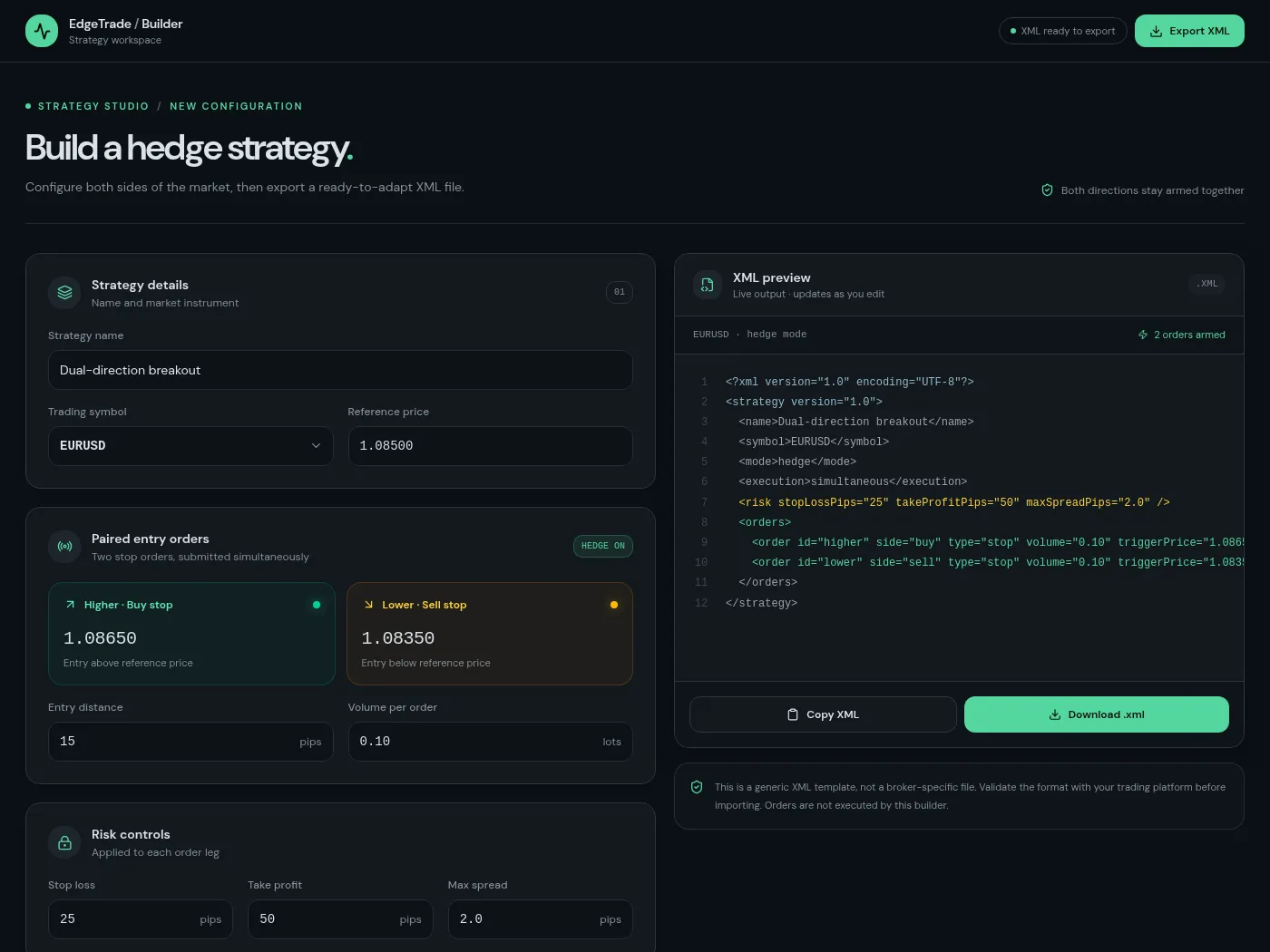 EdgeTrade XML Builder