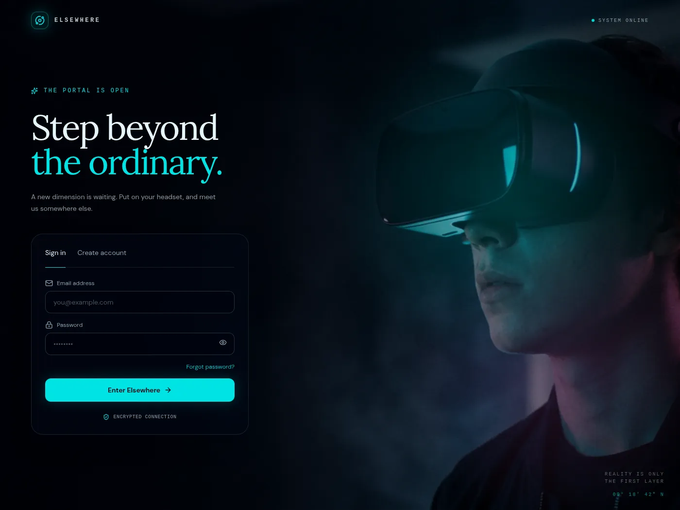 Cinematic VR Login