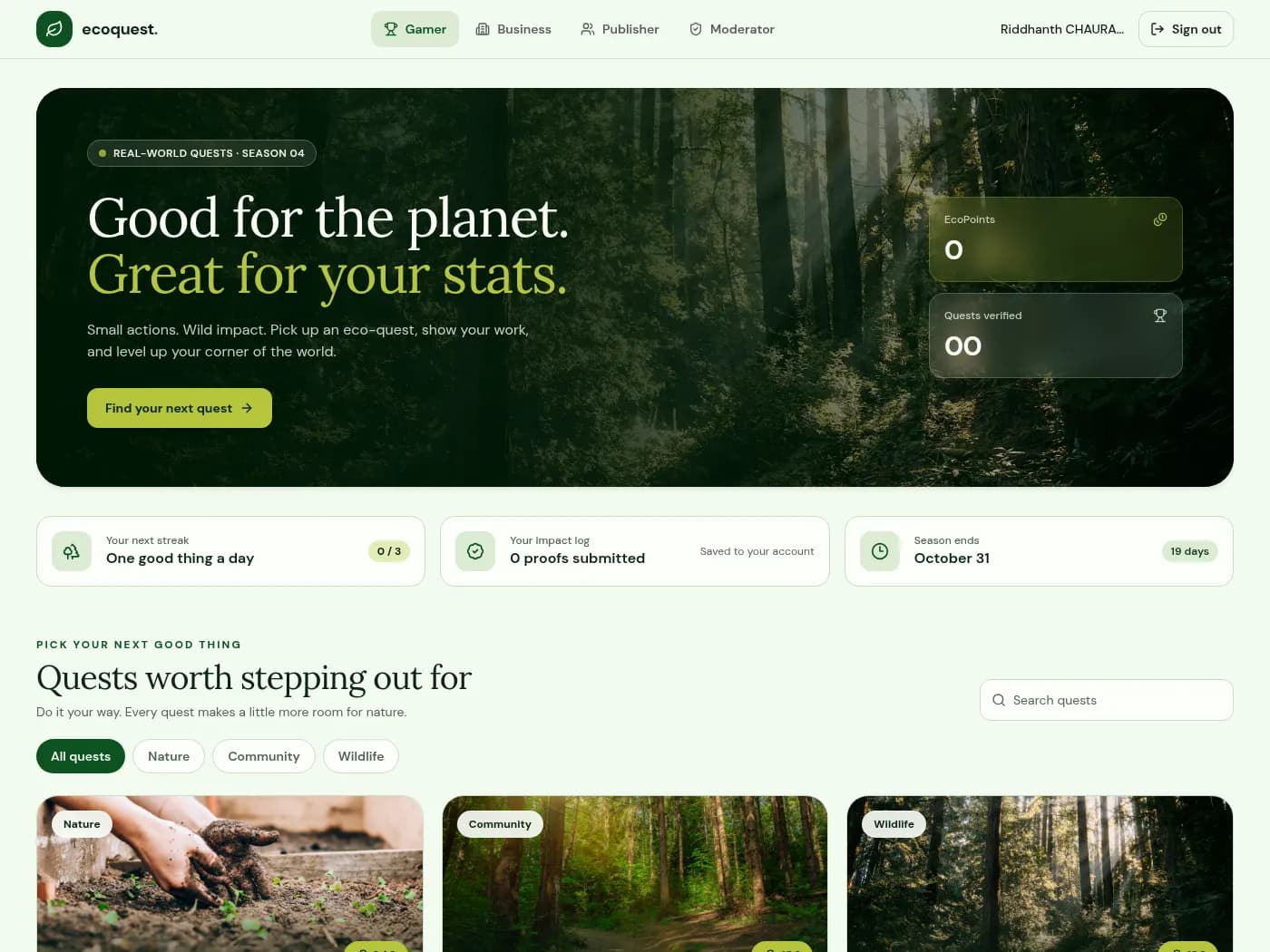 EcoQuest Web Platform