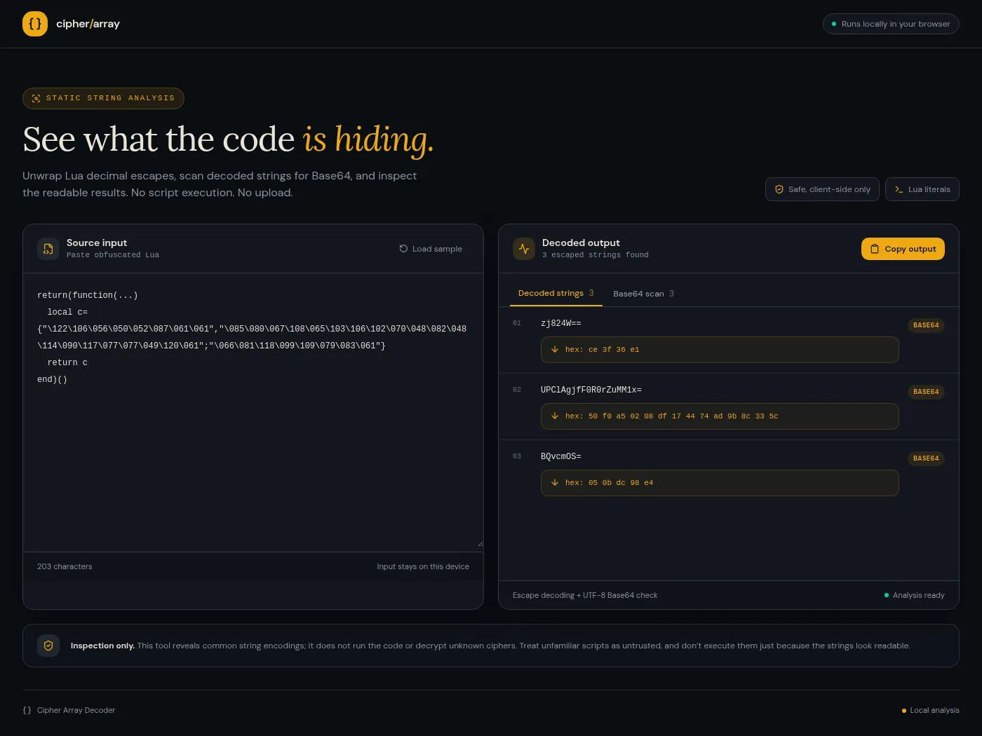 Cipher Array Decoder