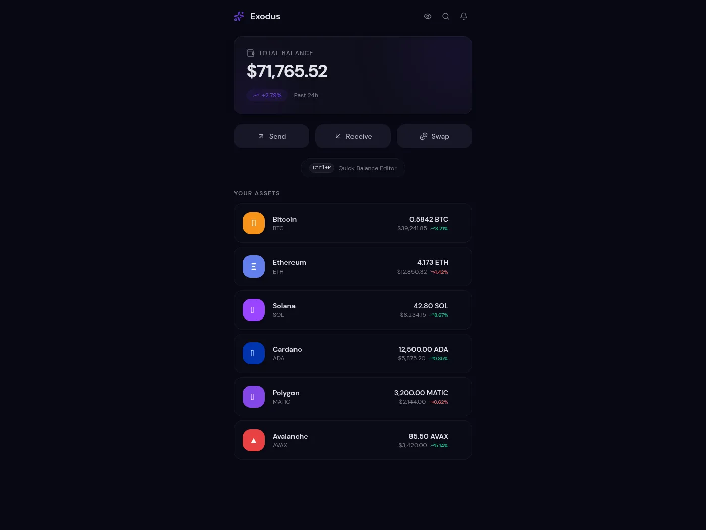Exodus Demo Wallet