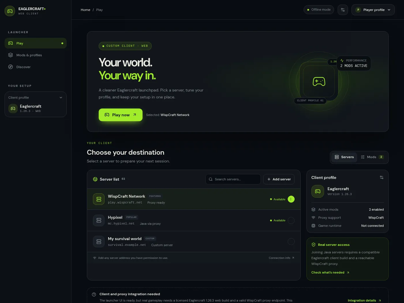 Eaglercraft Web Client Plus