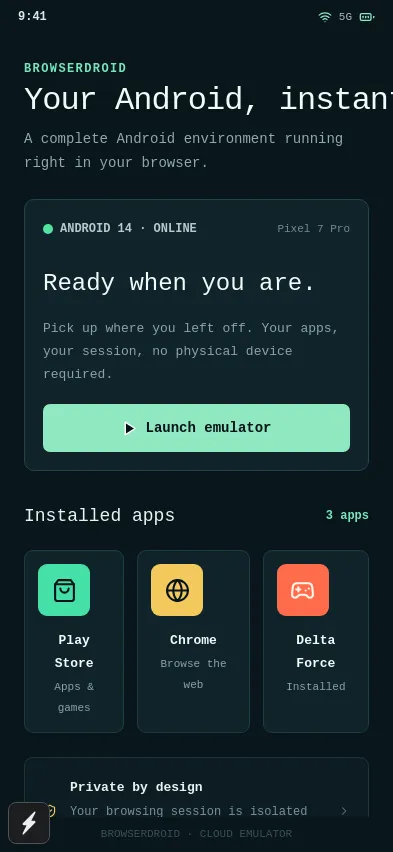 BrowserDroid Play Emulator
