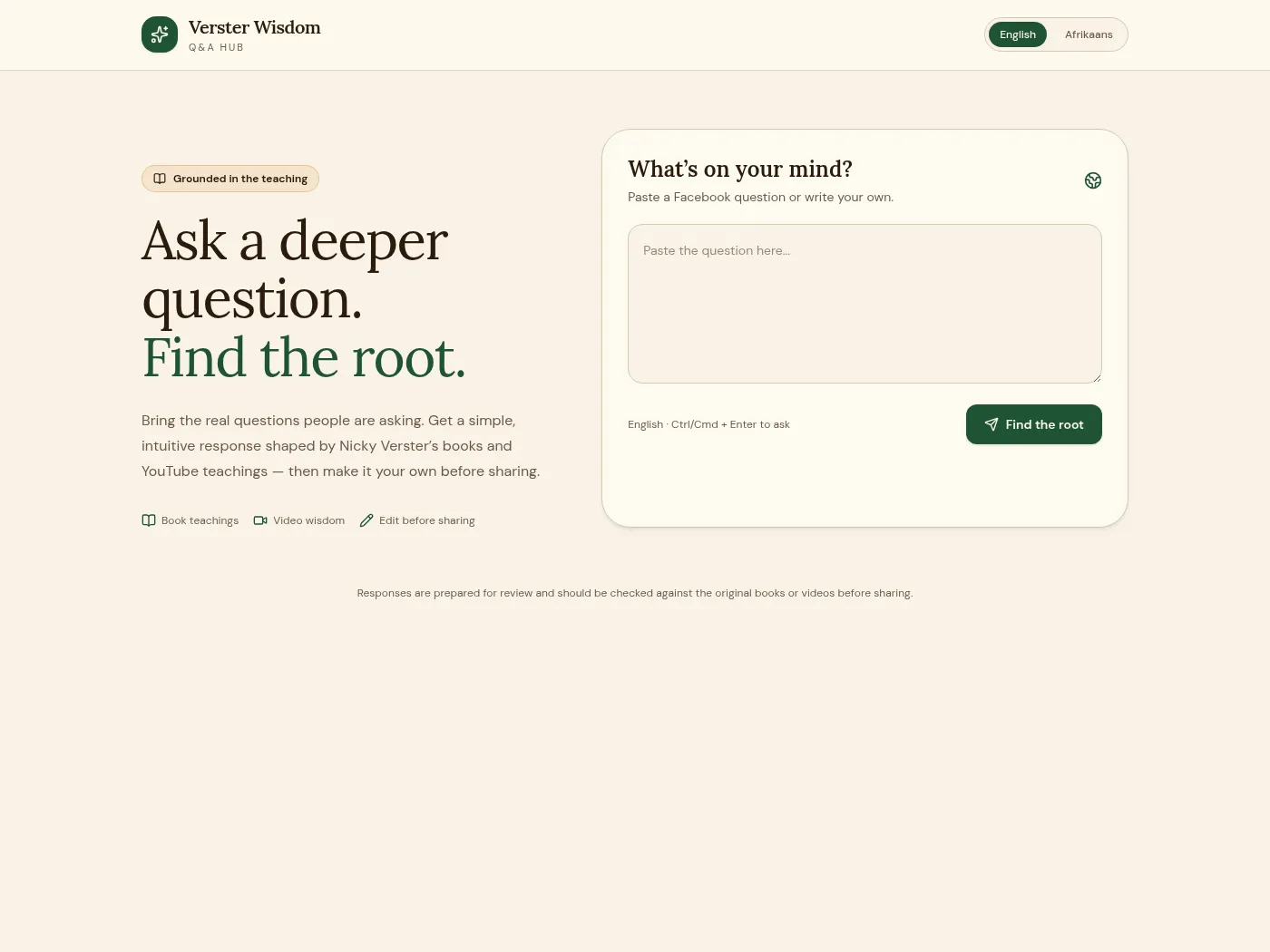 Verster Wisdom Q&A Hub