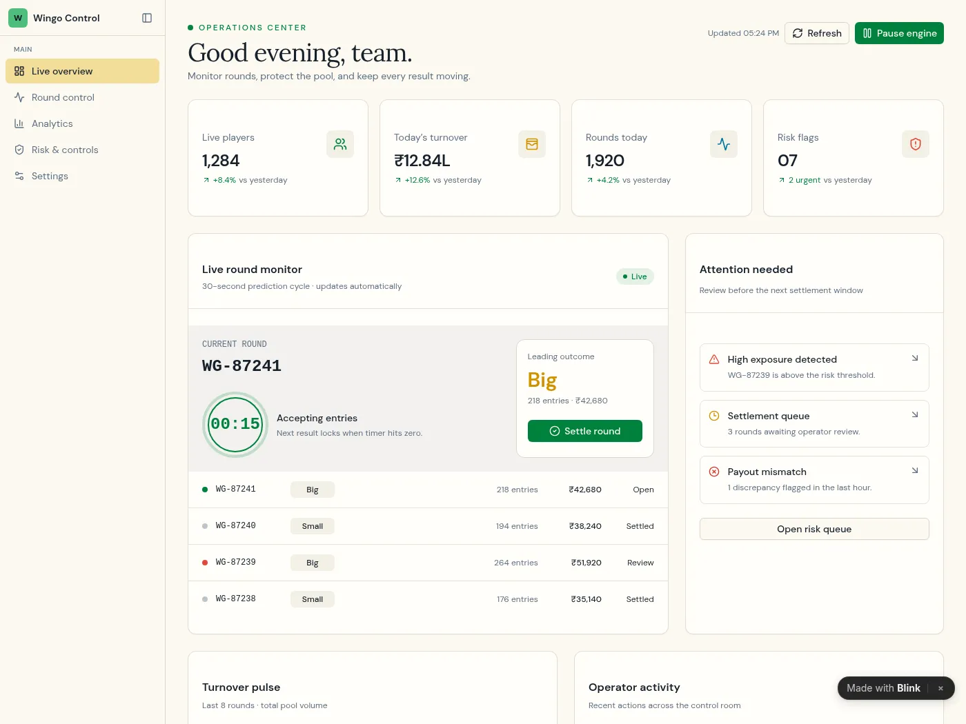 Wingo Admin Dashboard