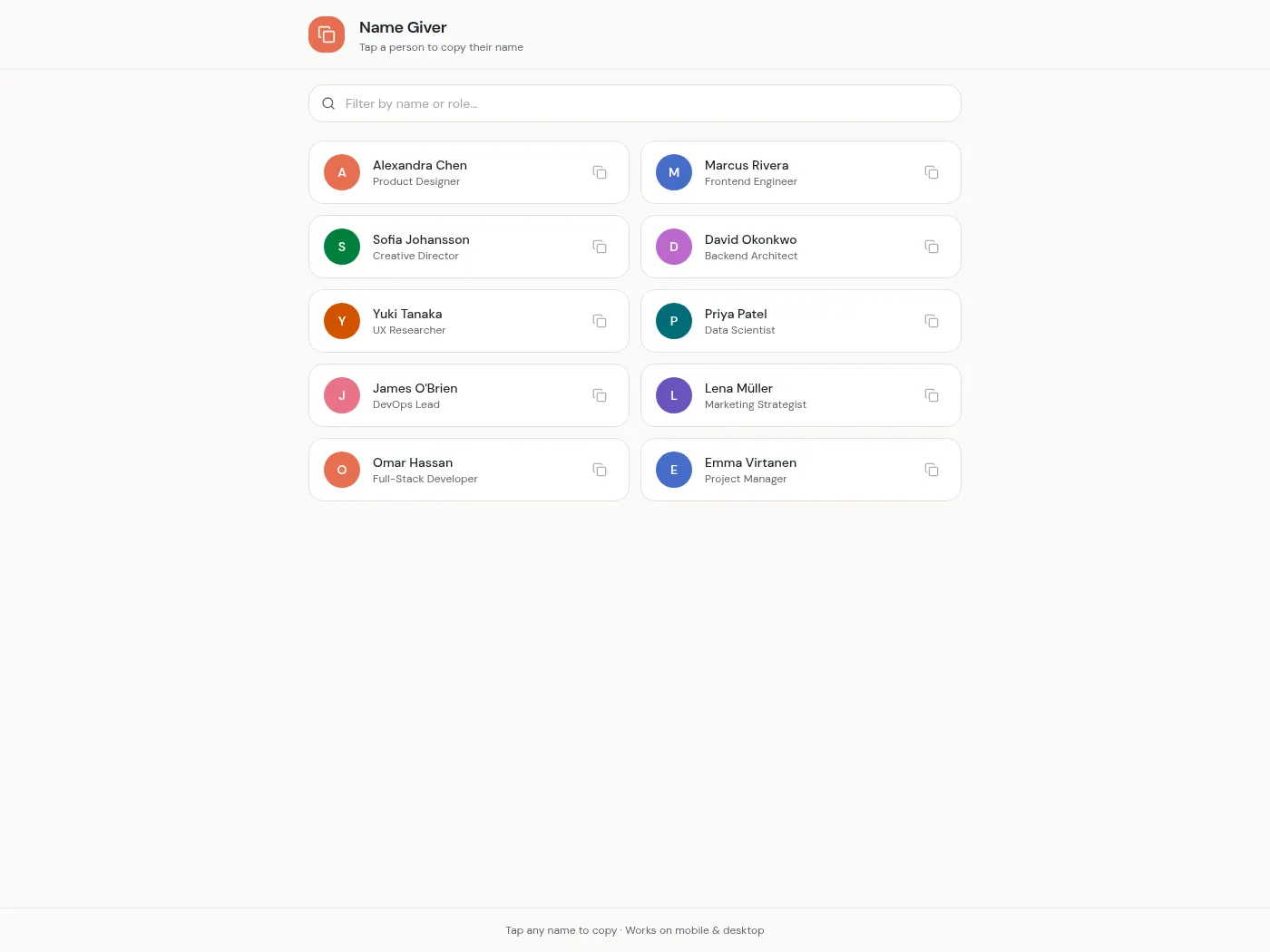 Name Giver Clipboard Tool