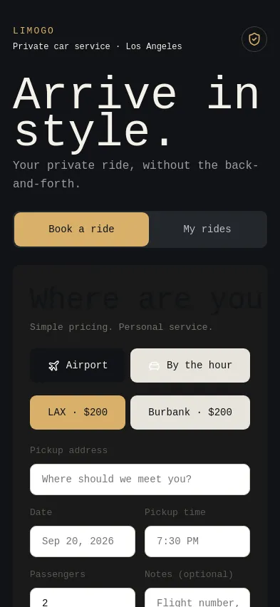 LimoGo Booking App
