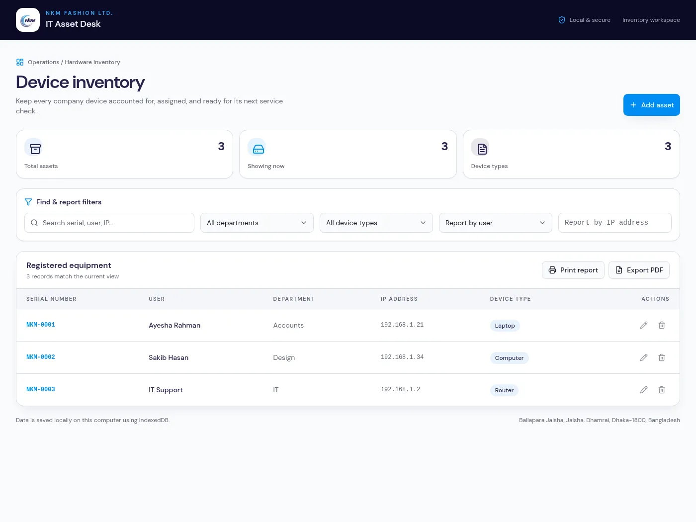IT Asset Desk Manager