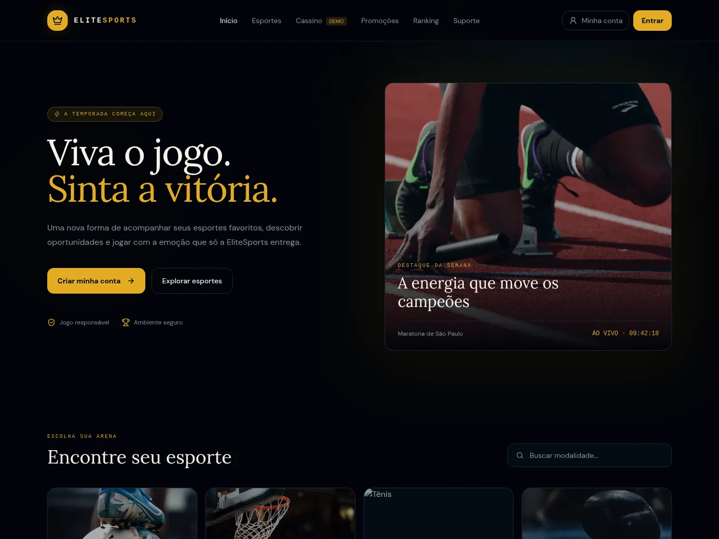EliteSports Platform UI