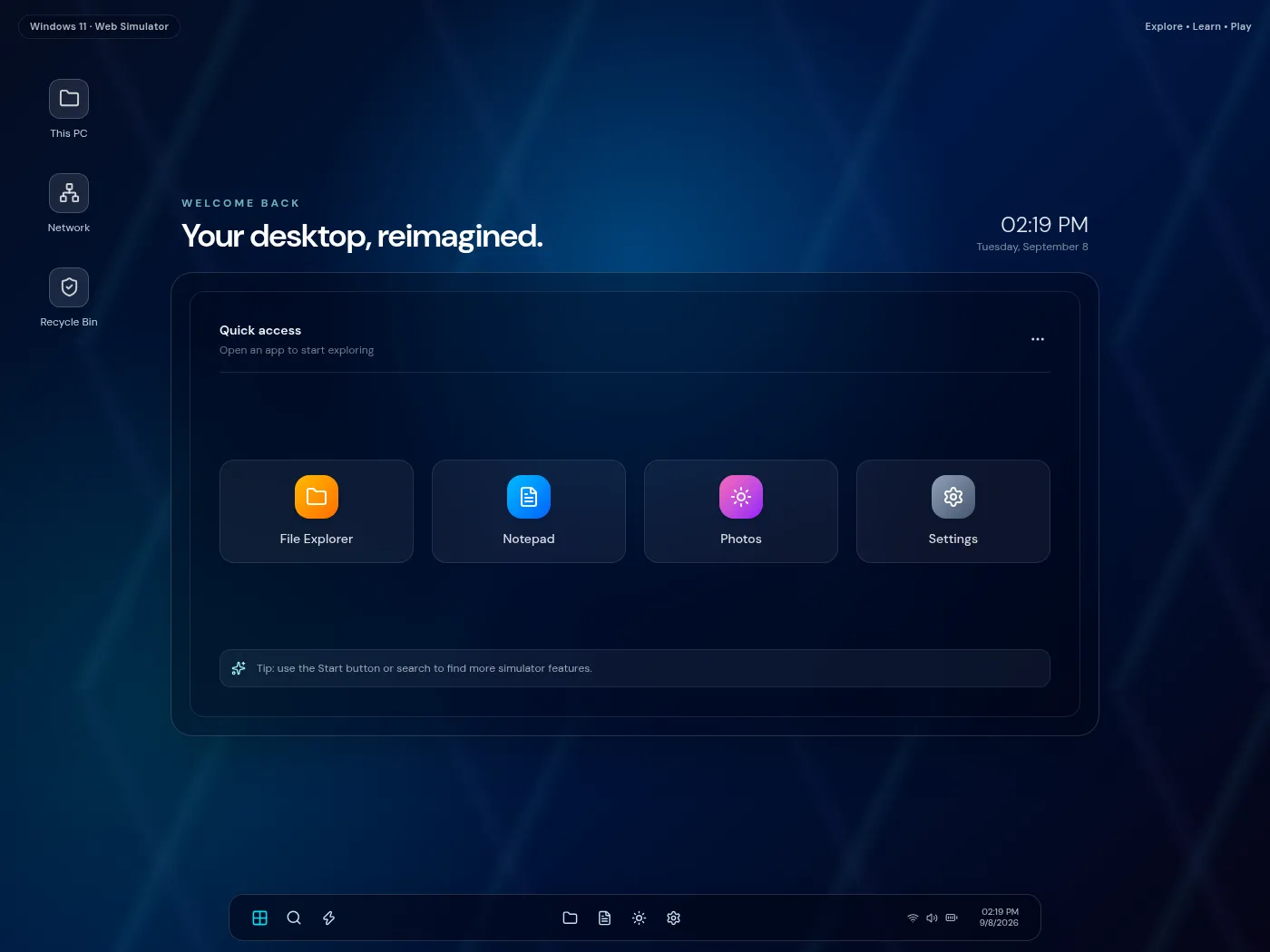 Win11 Web Simulator