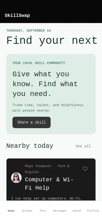SkillSwap Marketplace App
