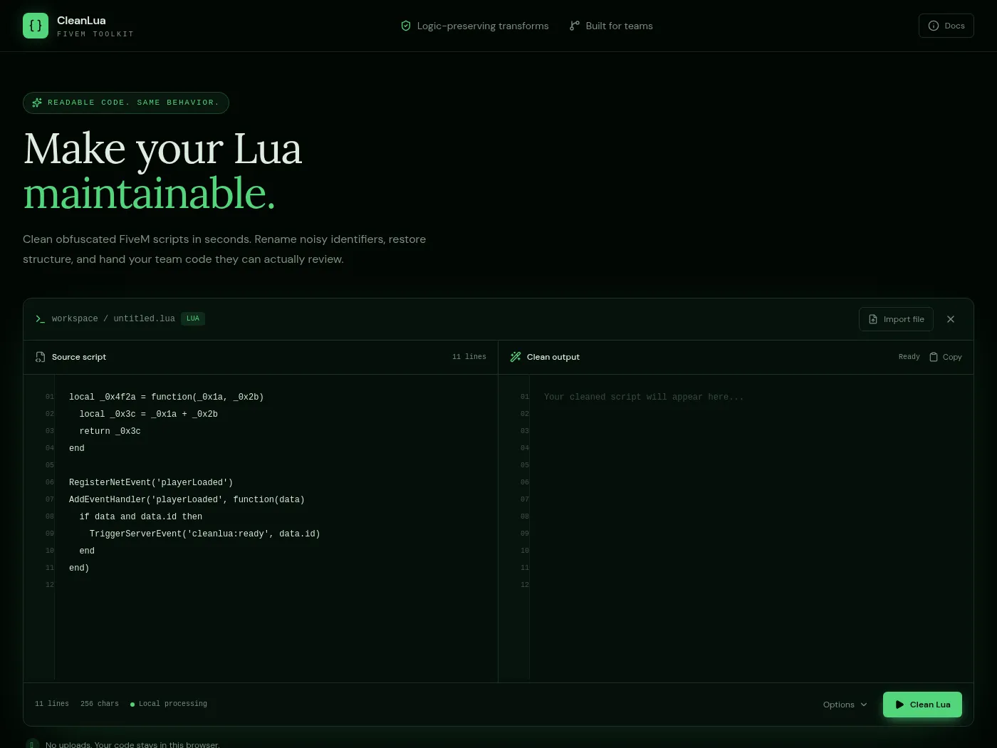 CleanLua FiveM Deobfuscator
