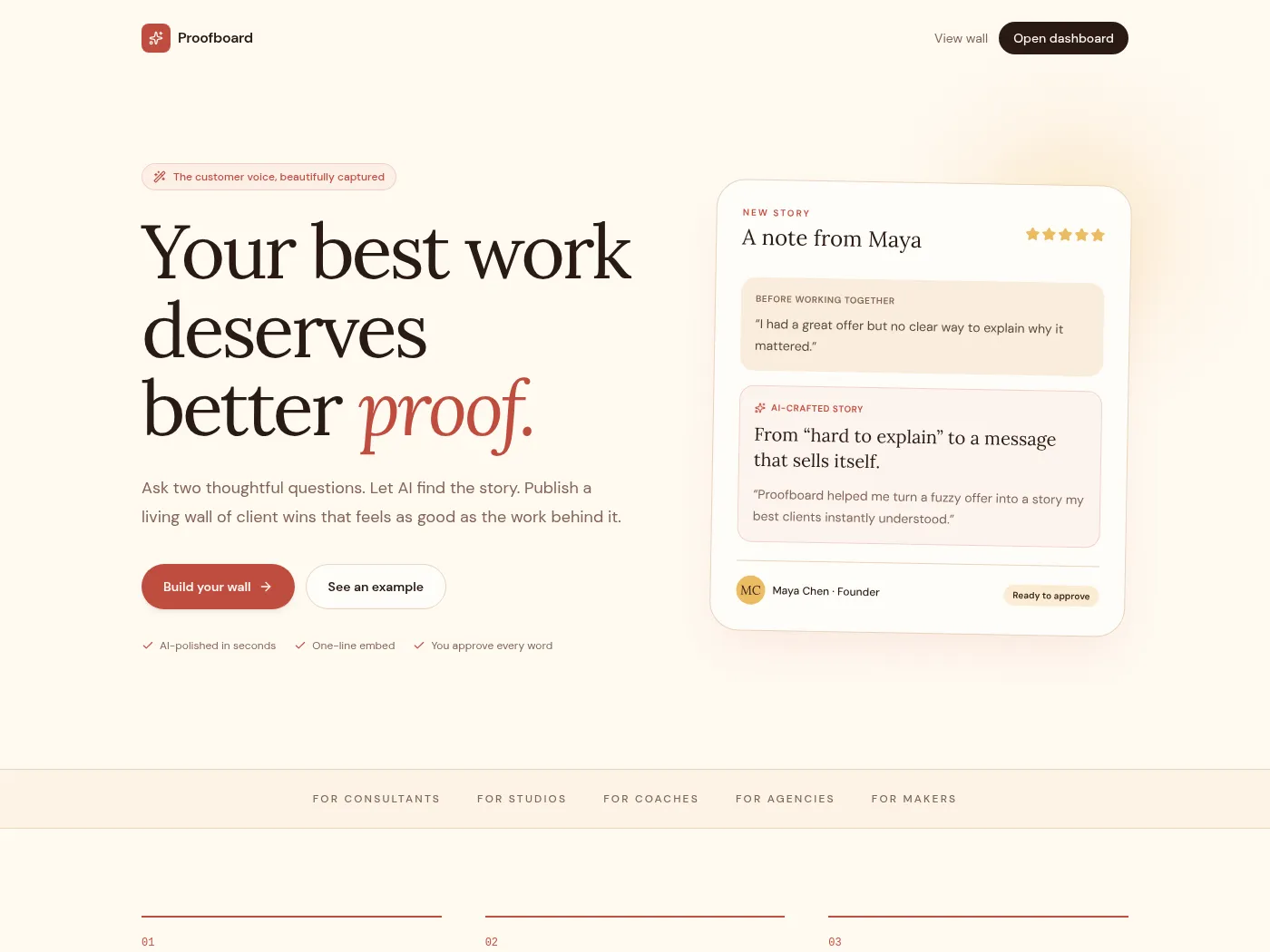 Testimonial AI Wall