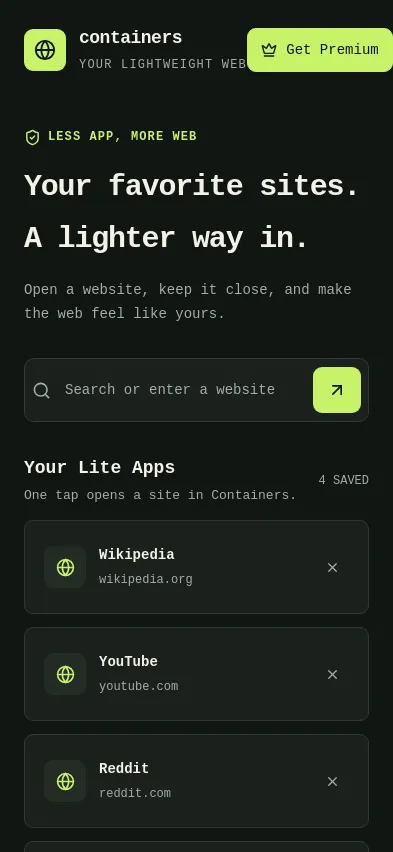 Containers Lite Browser