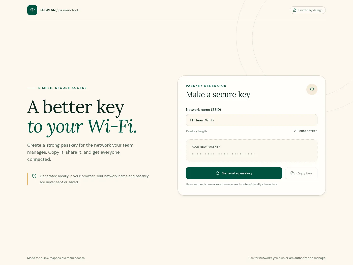 Instant Wi-Fi Passkey Generator