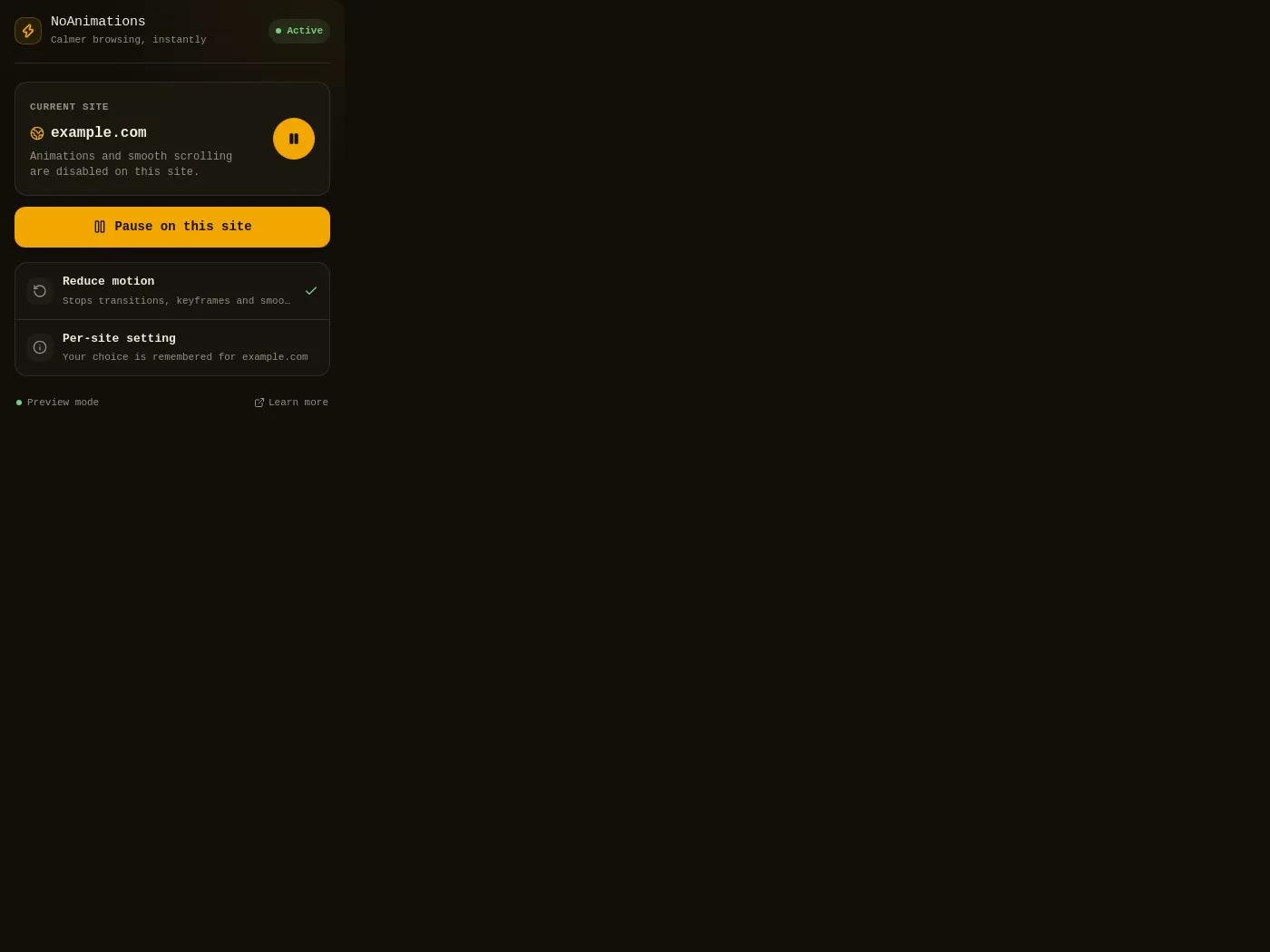 NoAnimations Chrome Extension