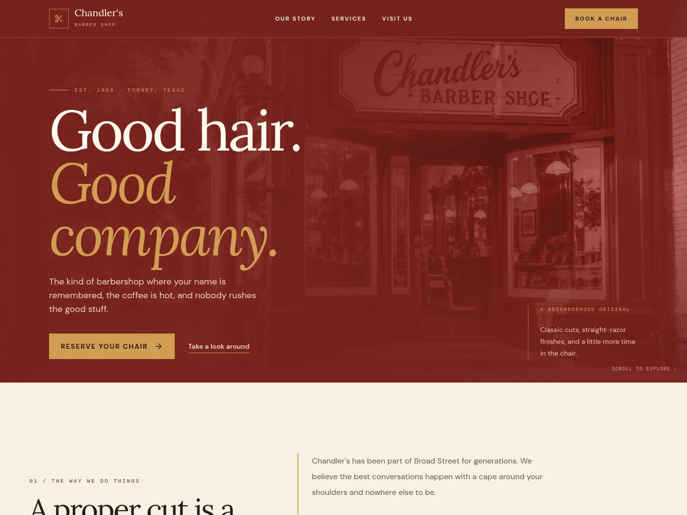 Chandler’s Barber Shop Web