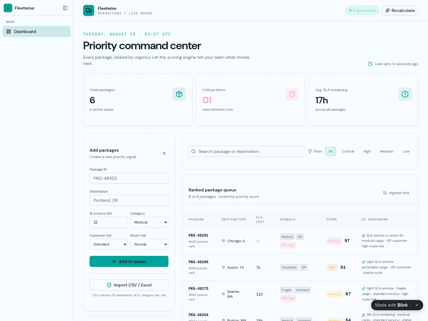 AI Logistics Dashboard
