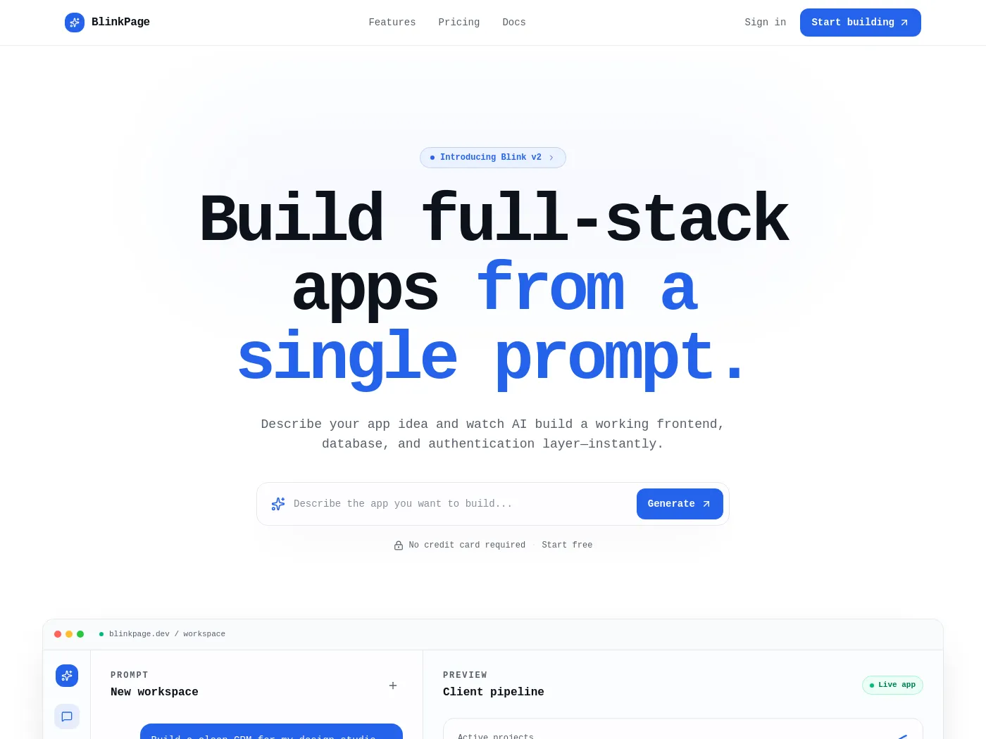 BlinkPage AI Landing