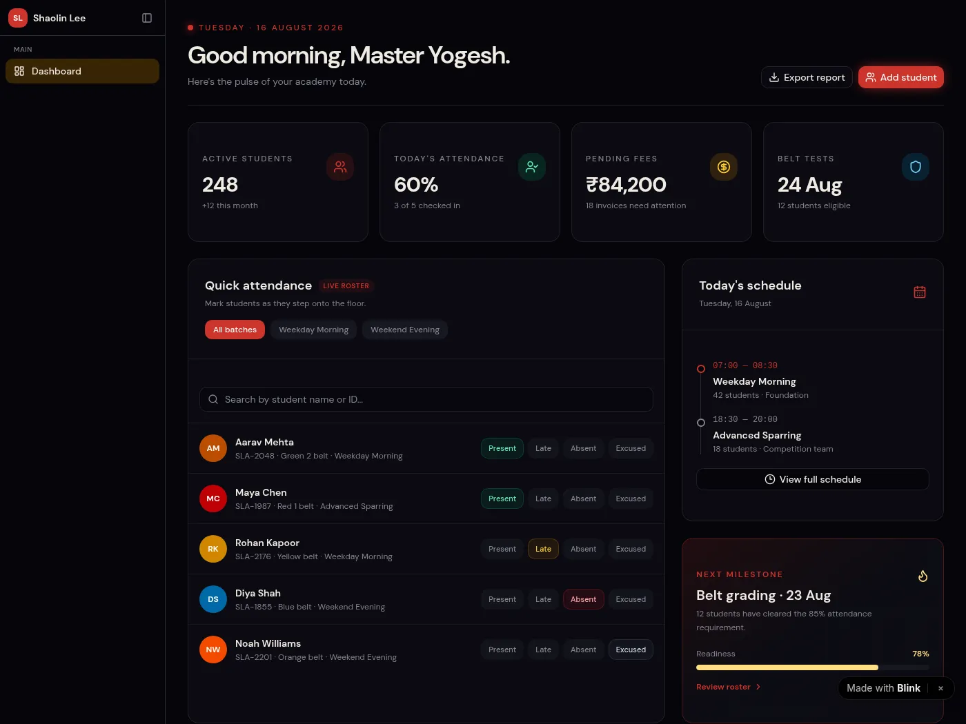 Shaolin Lee Academy Portal