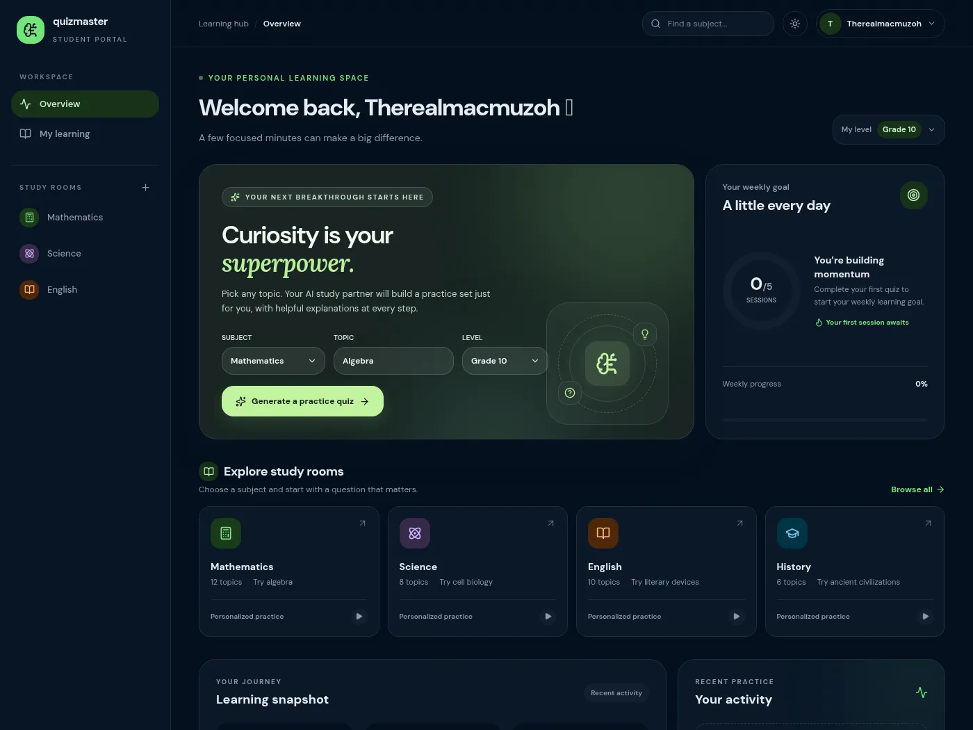 QuizMaster Student Portal