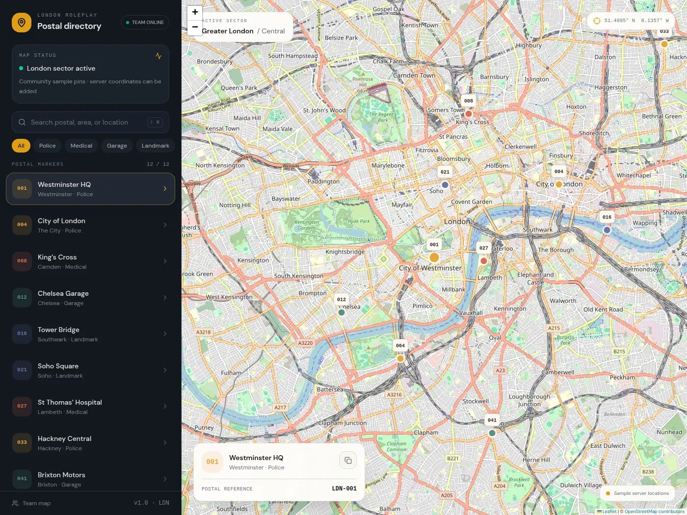 London FiveM Postal Map