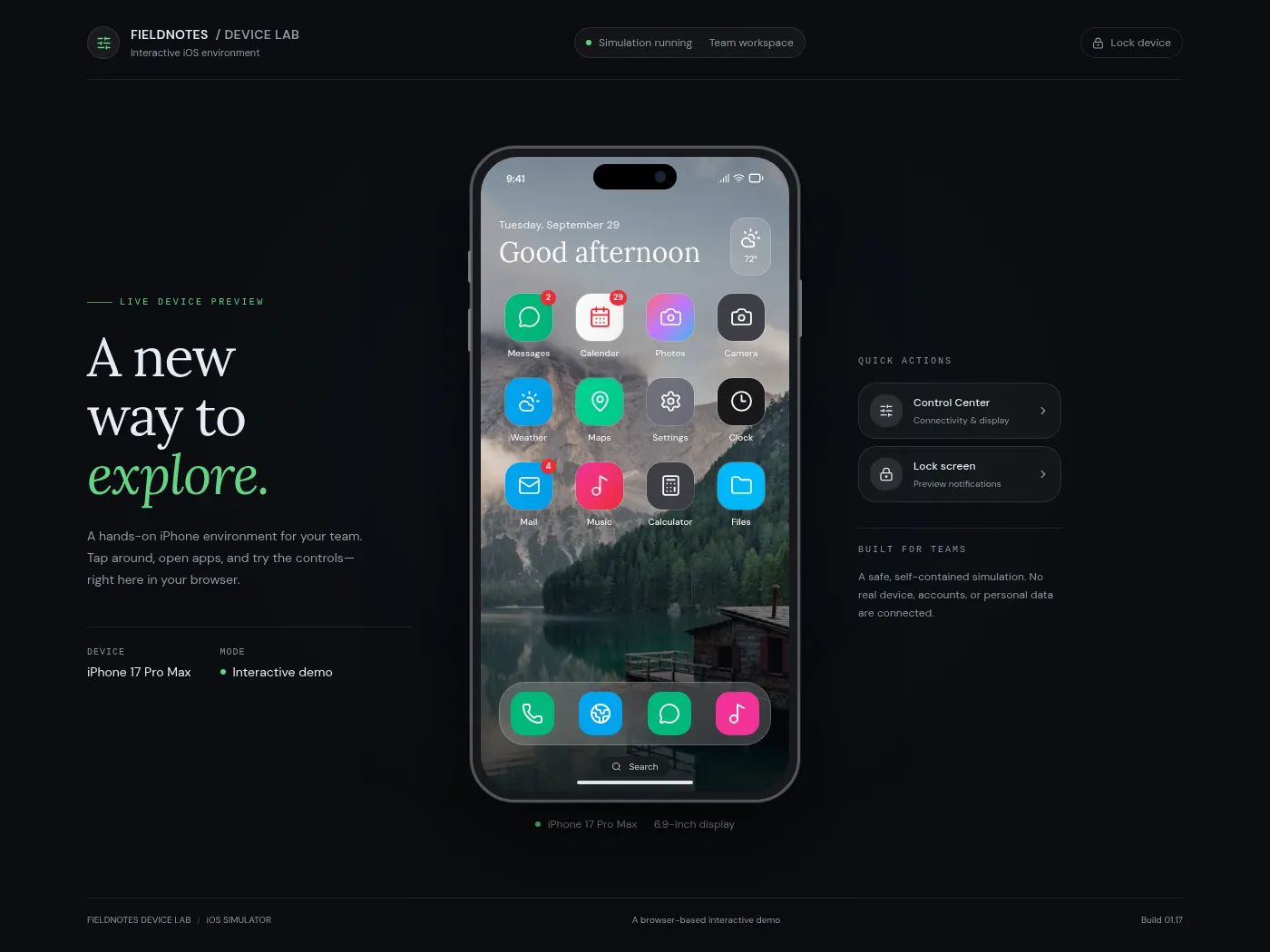 iPhone 17 Pro Max Simulator