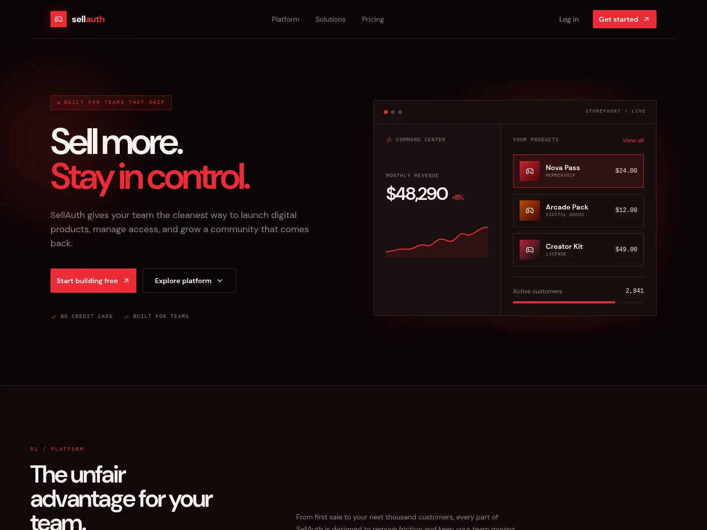 SellAuth Red Gaming Revamp