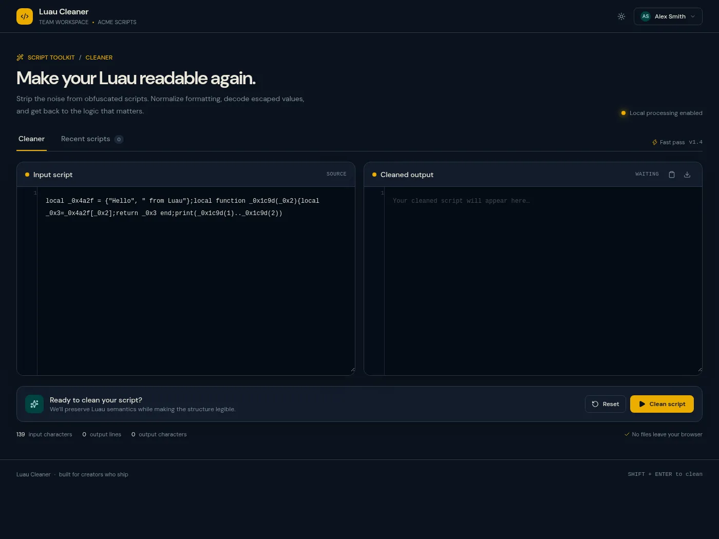 Luau Script Cleaner