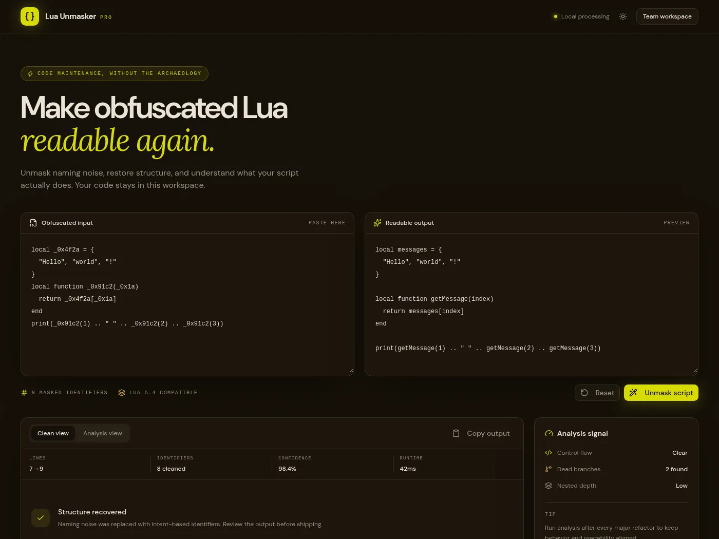 Lua Unmasker Pro