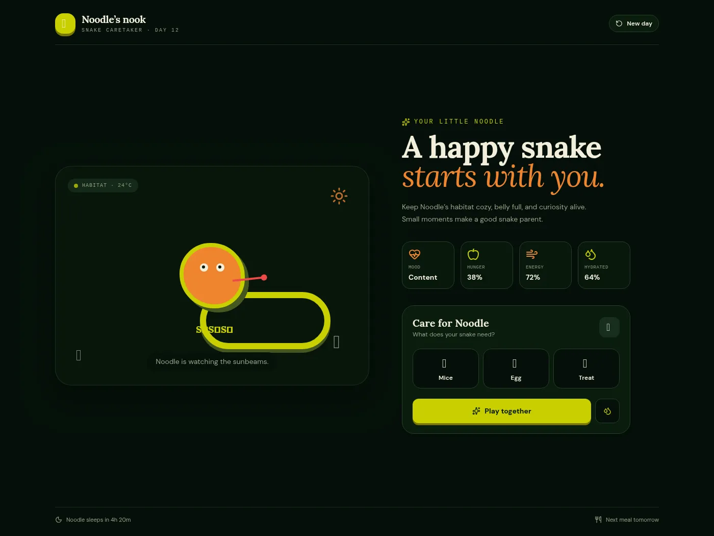 Snake Caretaker Game