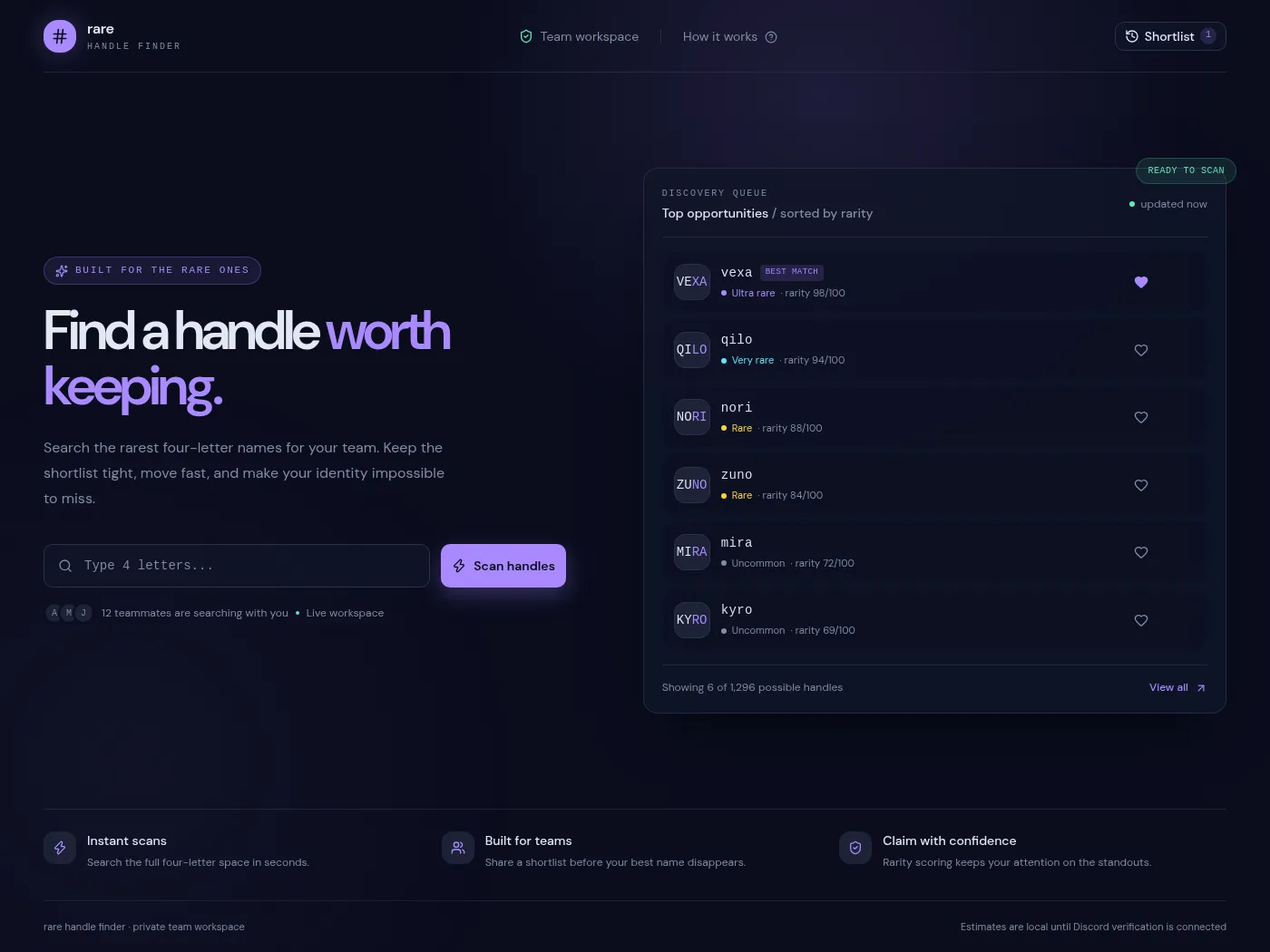 Rare Discord Handle Finder