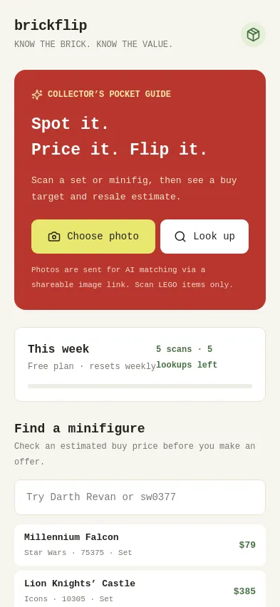 Lego Scan & Flip App