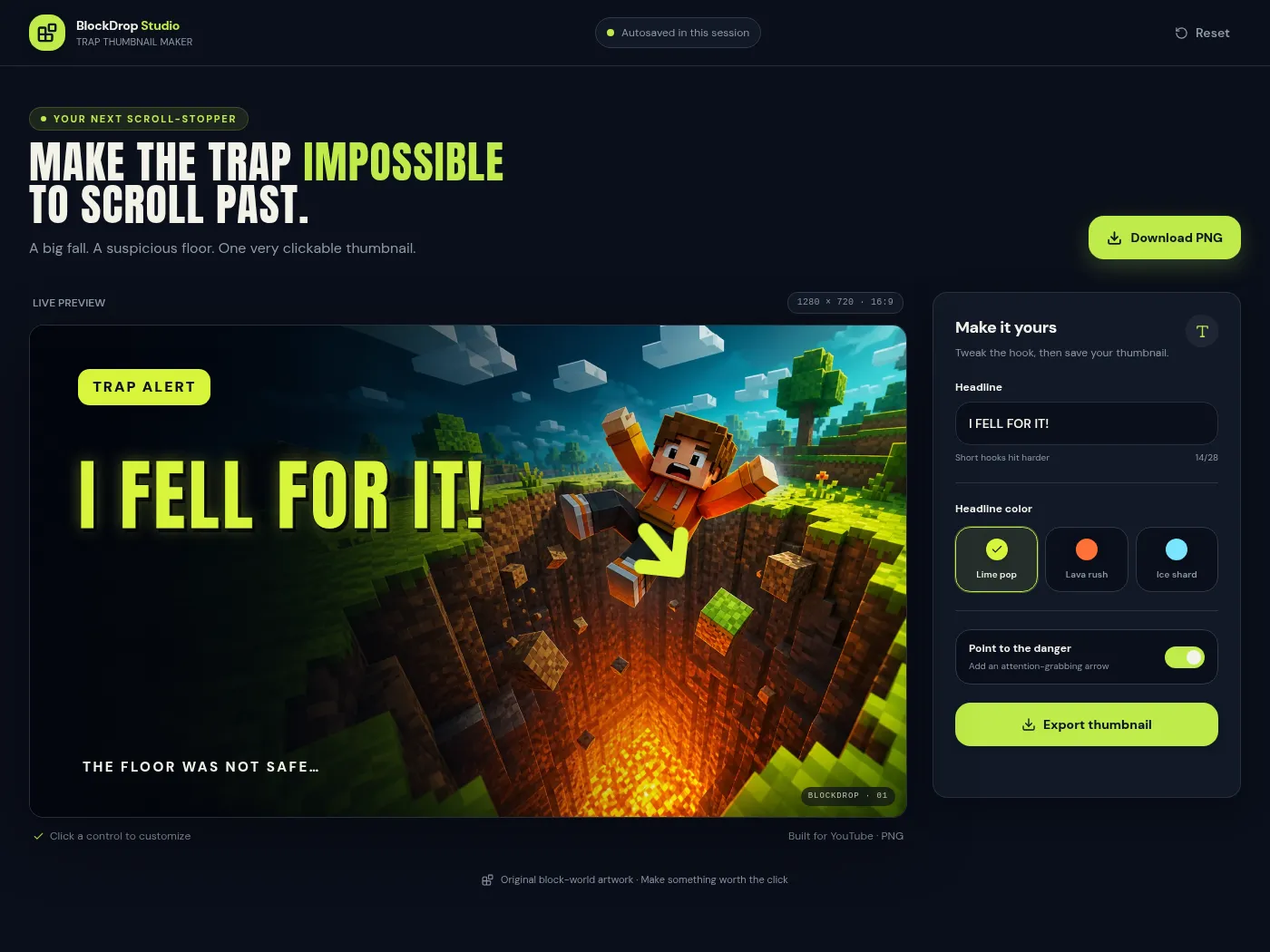 Bloxd Trap Thumbnail Maker