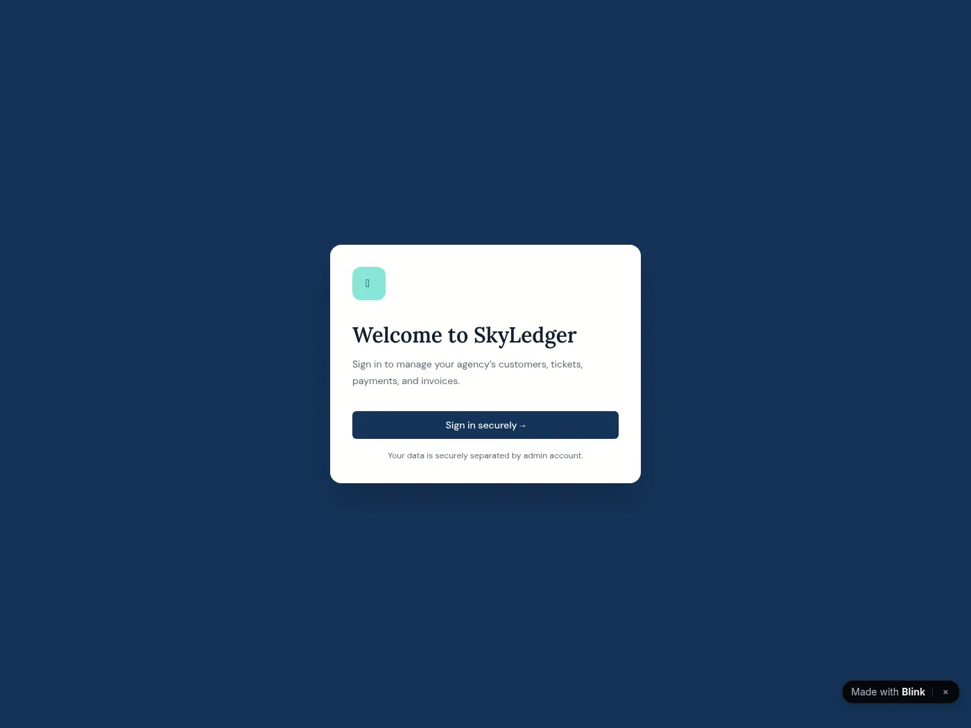 SkyLedger Admin Portal