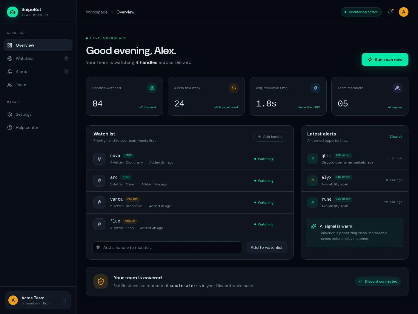 Discord Name SnipeBot