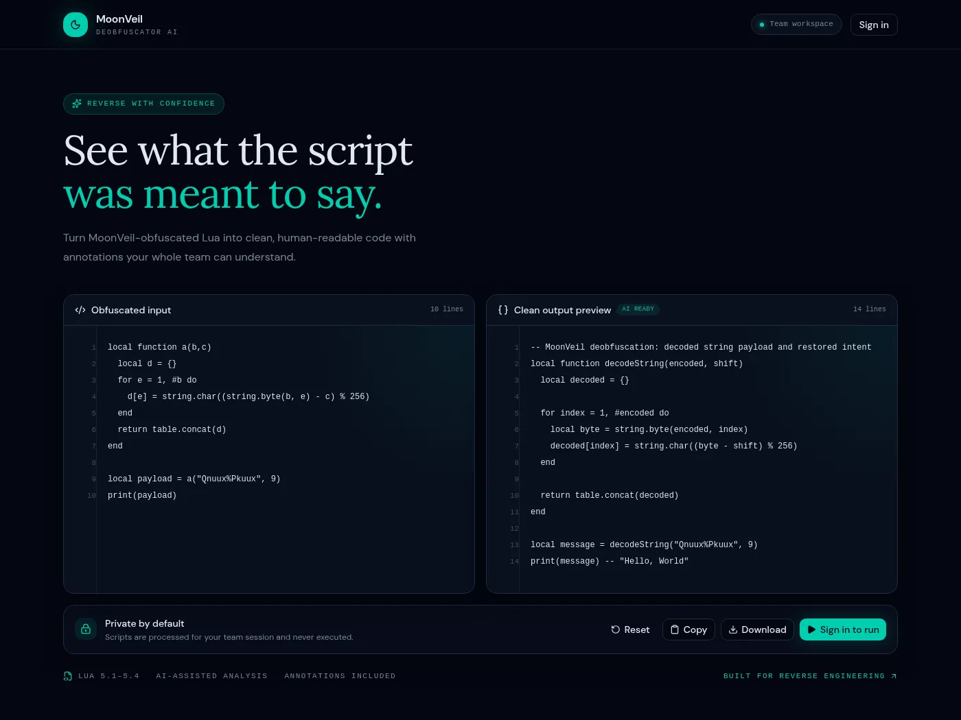 MoonVeil Deobfuscator AI