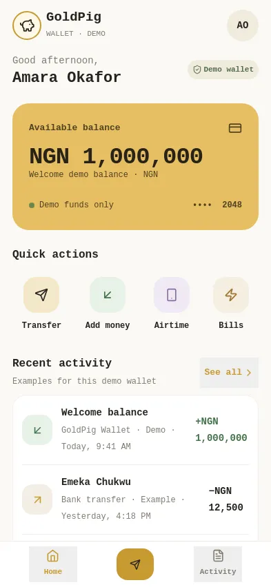 GoldPig Fintech Wallet