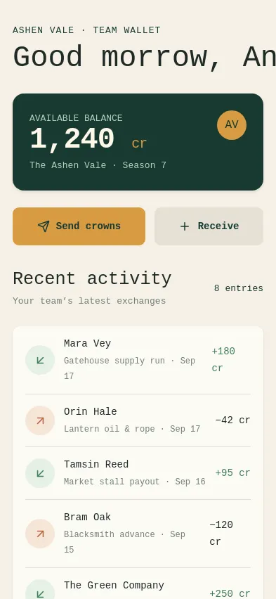 LARP Event Wallet