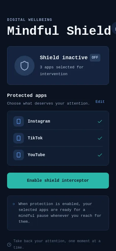 Mindful Shield iOS App