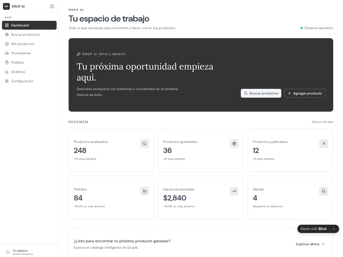 DropAI Dashboard Restoration
